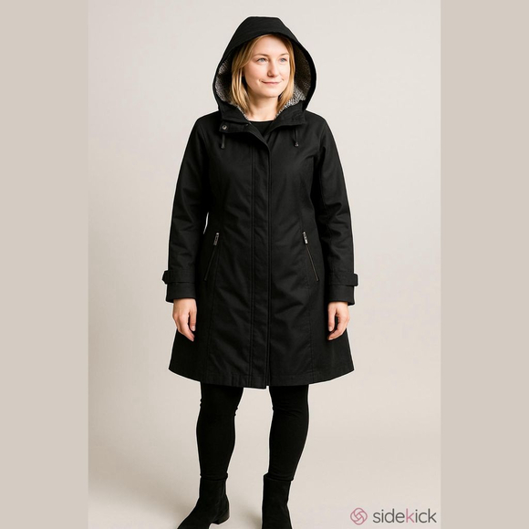 GALLERY PETITE | Jackets & Coats | Womens Gallery Petite Black Hooded ...